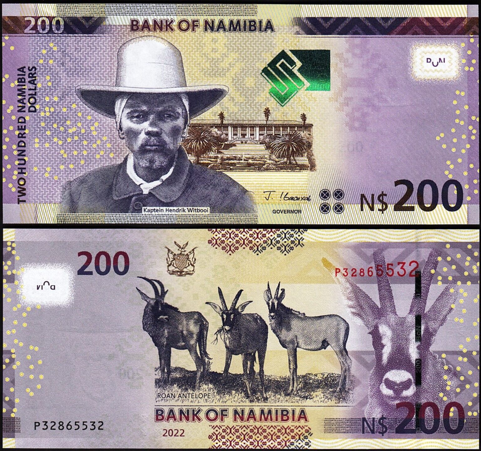 Namibia 200 Dollars 2022, UNC, P-15 New Sign – Fortumor Numismatic Center