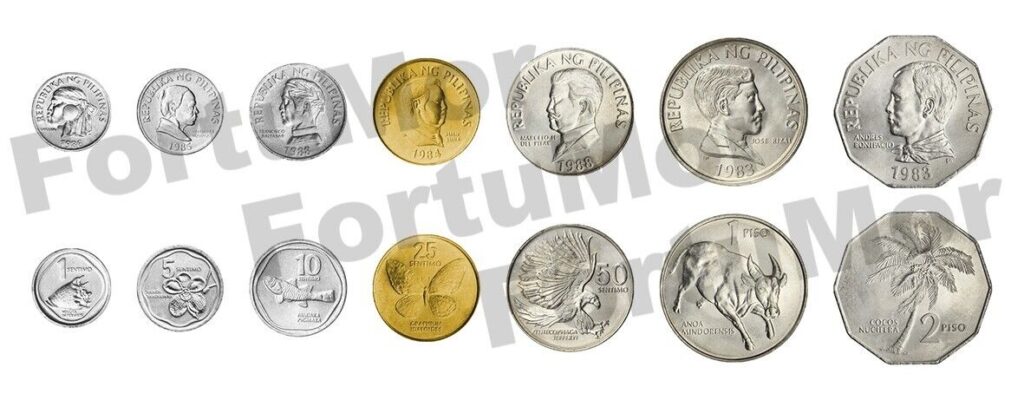 Philippines 7 Coins SET, 1 5 10 25 50 Sentimos 1 2 Pisos 1983 1994, UNC ...