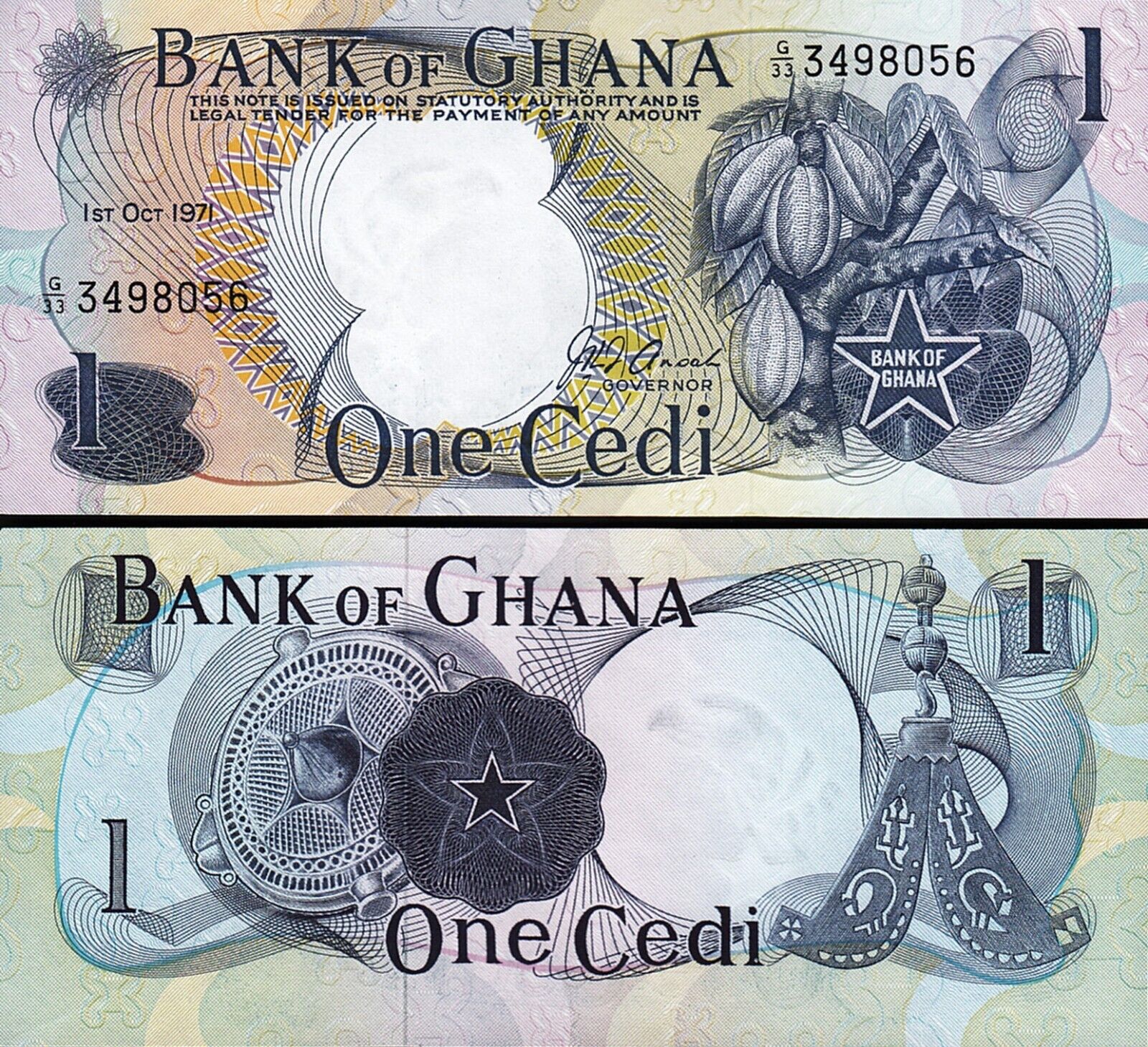 Ghana 1 Cedi 1971 UNC P 10d Fortumor Numismatic Center Ghana 1 Cedi 1971 UNC P 10d Fortumor Numismatic Center