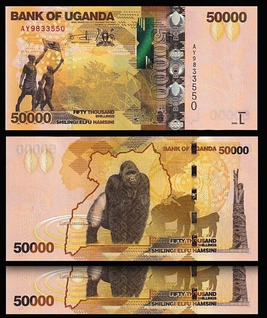 Uganda 50000 Shillings 2021 2022 UNC 2 Pcs PAIR Consecutive P 54 Uganda 50000 Shillings 2021 2022 UNC 2 Pcs PAIR Consecutive P 54